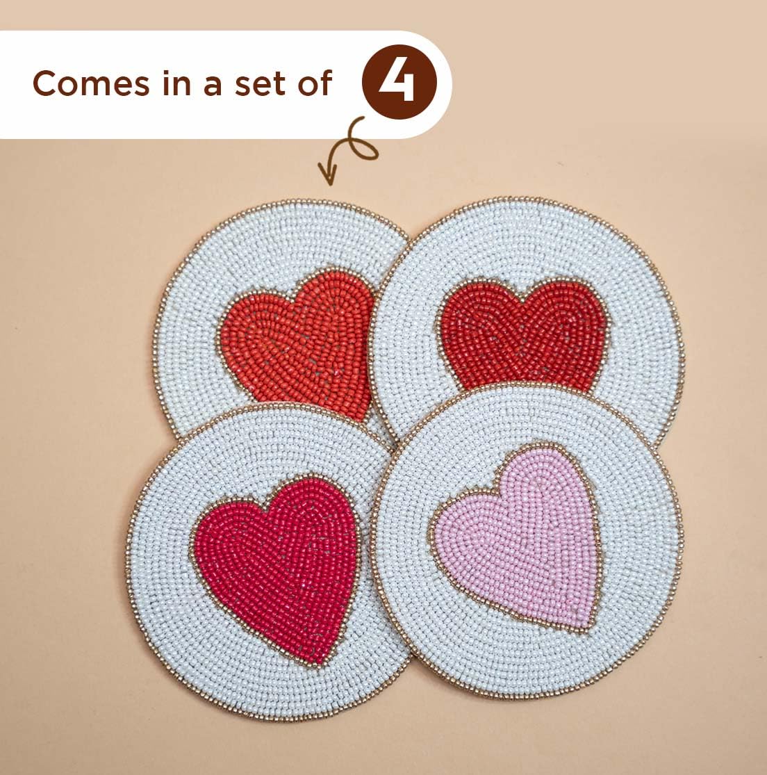 Folkulture Set of 4 Beaded Coasters 4